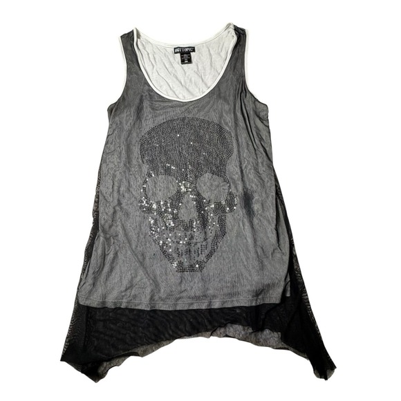 RD Style | Tops | Hot Topic Tank Top Womens Sm Goth Layered Skull Dark ...